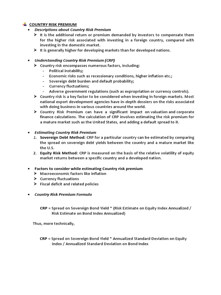 Understanding Country Risk Premium: A Guide to Estimating and Applying ...