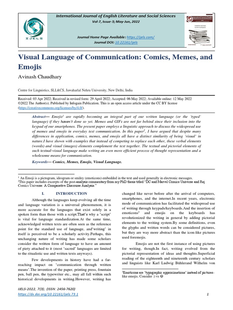 Visual Language of Communication: Comics, Memes, and Emojis | PDF ...