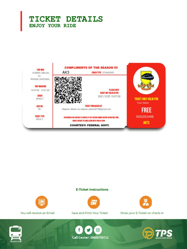 Ticket Details: Enjoy Your Ride | PDF