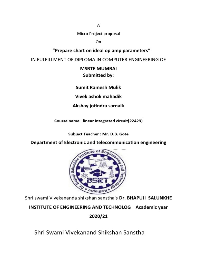 Lic Micro-Project.1 | PDF | Operational Amplifier | Amplifier