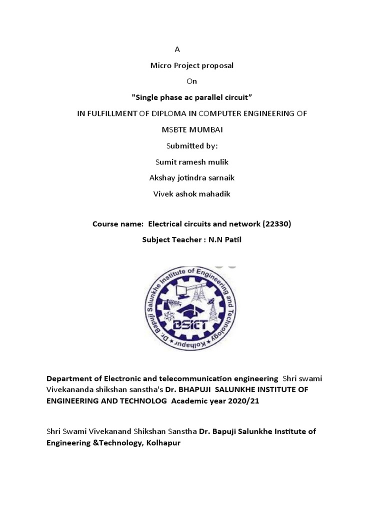 Ecn Microproject 2 Pdf Series And Parallel Circuits Electrical 9265