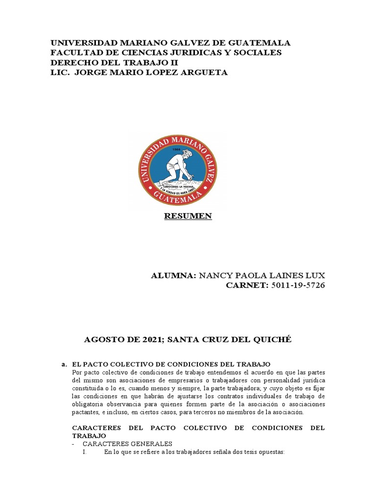 El Pacto Colectivo de Condiciones Del Trabajo | PDF | Sindicato ...