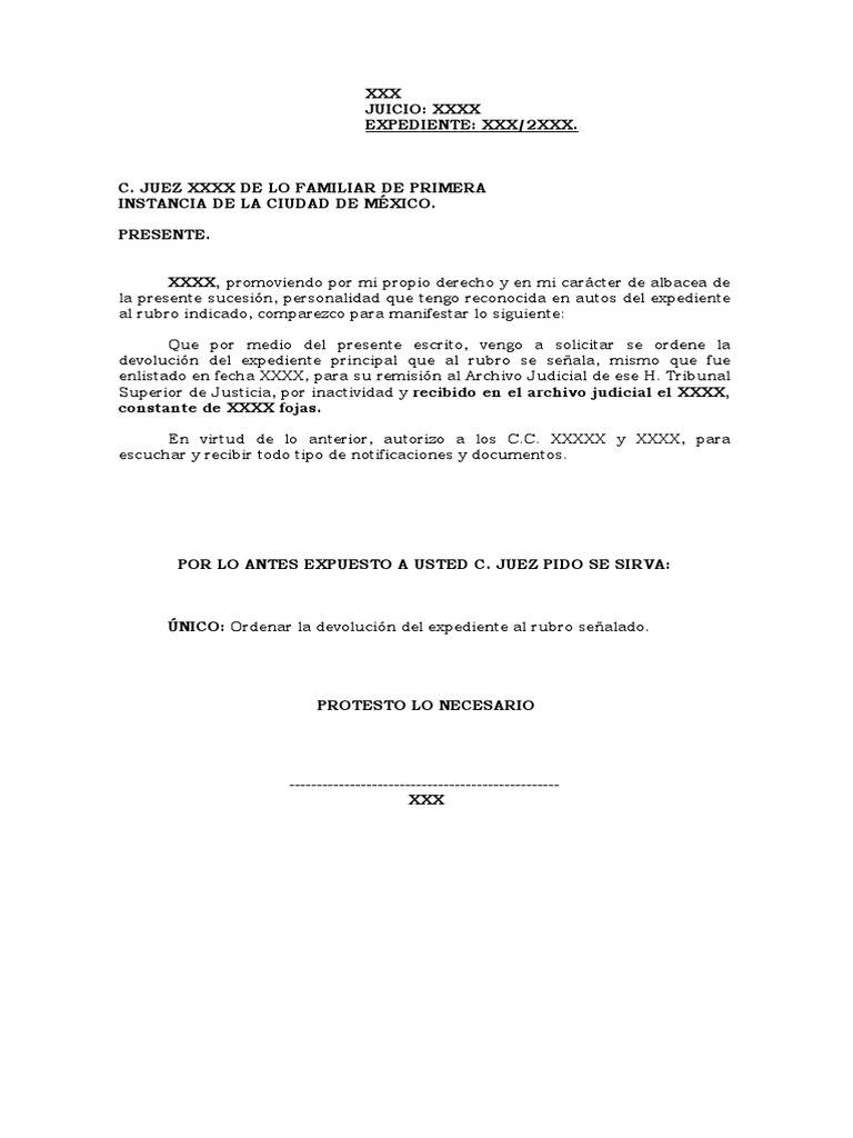 Formato Devolucion de Expediente CDMX Archivo Judicial | PDF