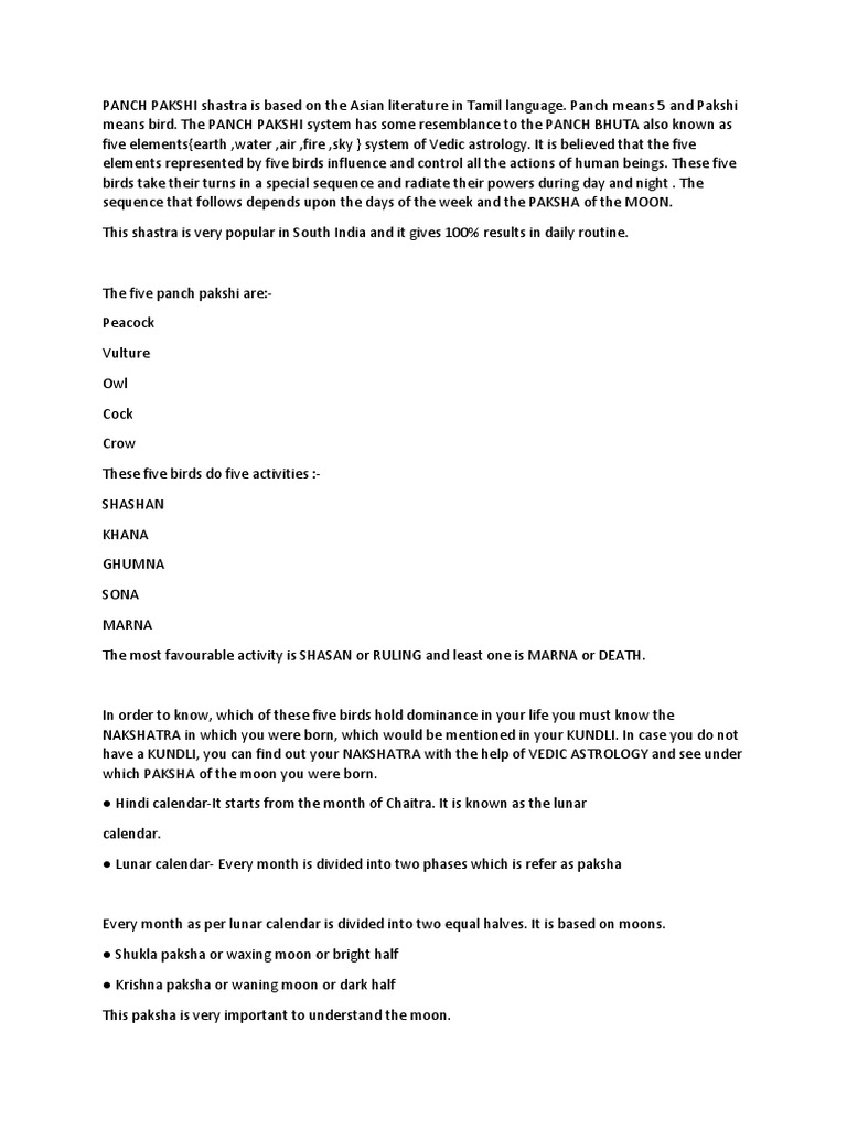 PANCH PAKSHI Shastra | PDF | Anger