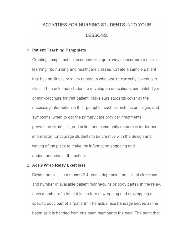 Engaging Nursing Activities for Students | PDF | National Council ...