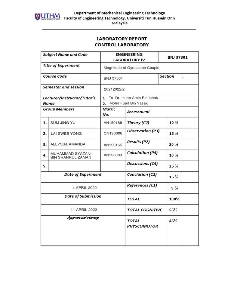 Lab 1 Report S1 G4 | PDF | Gyroscope | Rotation