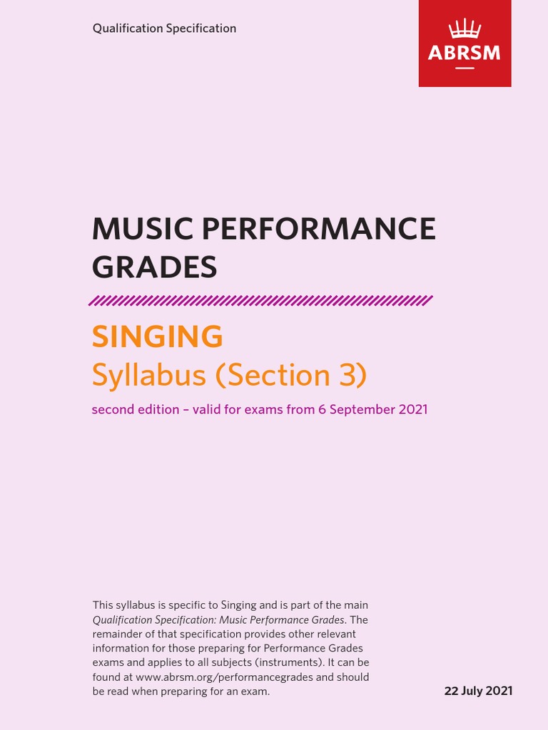 12 Singing Performance Grades Syllabus 2nd Edn 220721 | PDF | Test ...
