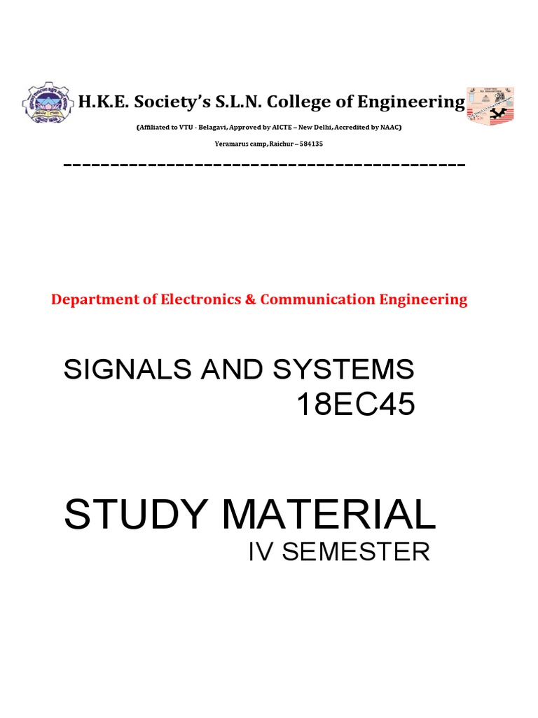 Signals and Systems Study Material | PDF | Fourier Transform | Convolution