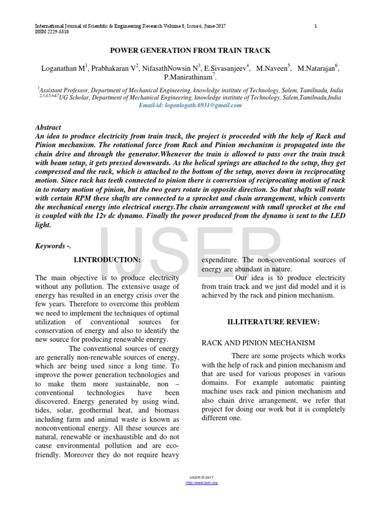Ijser: Power Generation From Train Track | PDF | Gear | Welding