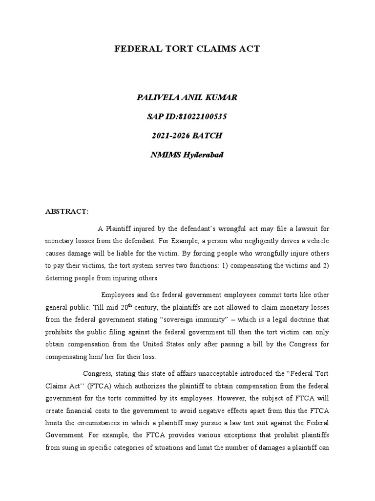 Federal Tort Claims Act | PDF | Tort | Lawsuit