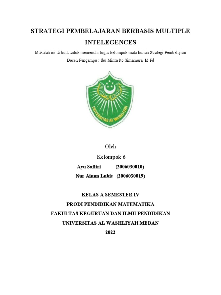 Strategi Pembelajaran Berbasis Multiple Intelegences | PDF