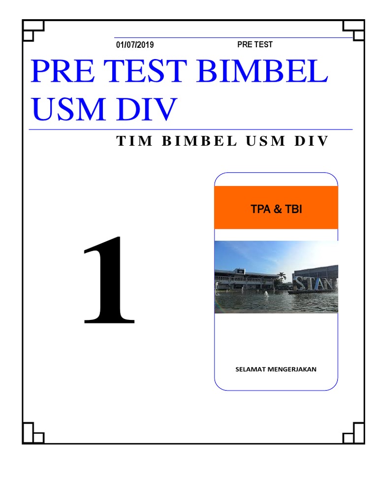 Soal Pre Test Tpa-Tbi | PDF