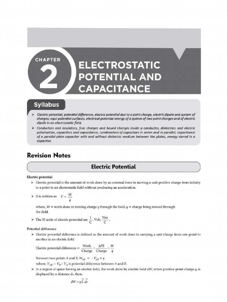 Electrostatic Potential and Capacitance | PDF