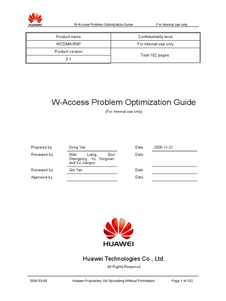 Wcdma Access Problem Optimization Guide | PDF | High Speed Packet Access | Statistics