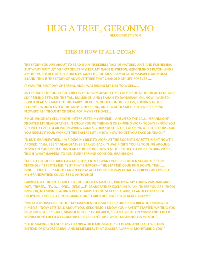 Hug A Tree Geronimo - Geronimo Stilton | PDF