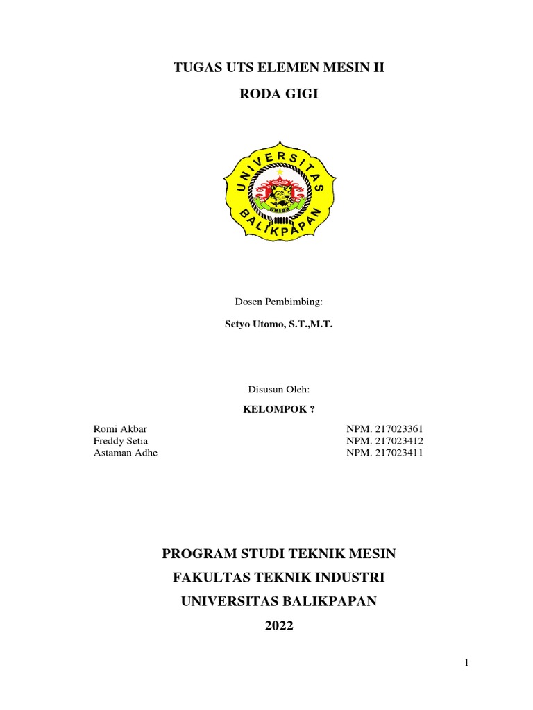Roda Gigi: Jenis dan Fungsinya dalam Mesin | PDF