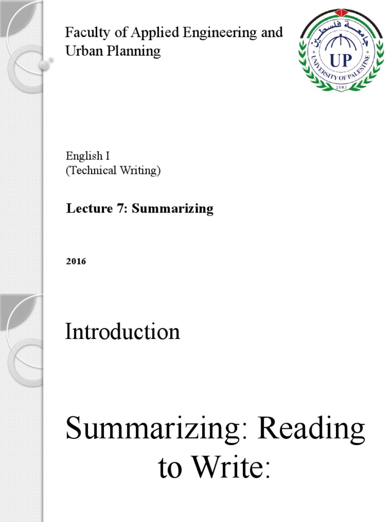 Lecture 7 Summarizing Pdf