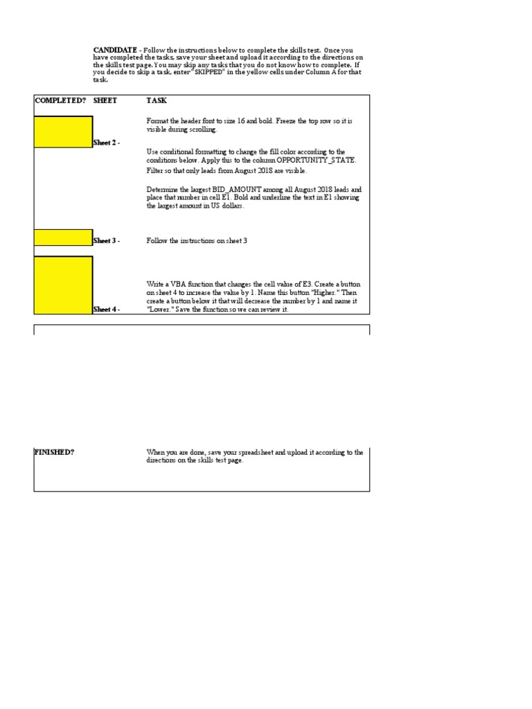 CANDIDATE - Follow The Instructions Below To Complete The Skills Test ...