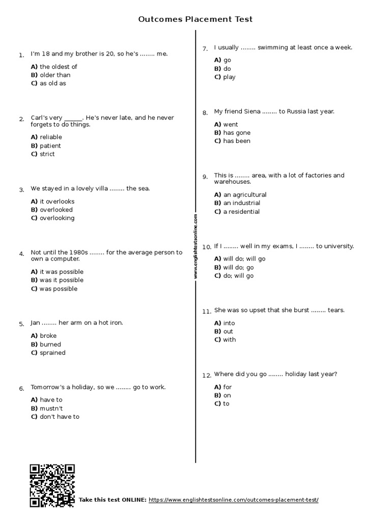Understanding Placement Levels: An Analysis of an English Levels Test | PDF