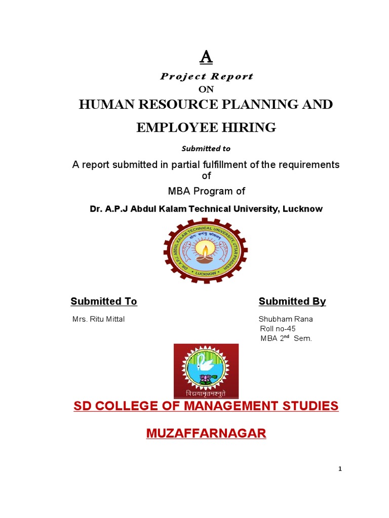 Human Resource Planning Project Report | PDF | Human Resources ...