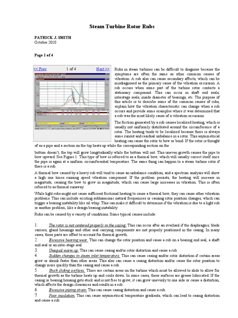 Steam Turbine Rotor Rubs | PDF | Turbine | Bearing (Mechanical)