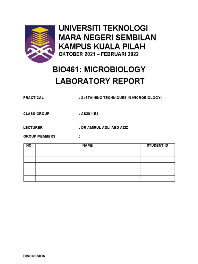 Lab Report Bio461 Practical 2 (Discussion & Conclusion) | PDF | Staining | Bacteria