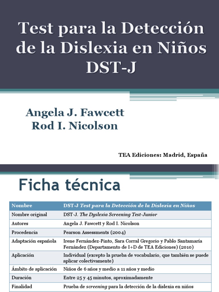 Test DST-J para Detección de Dislexia | PDF | Puntuación | Ciencia ...