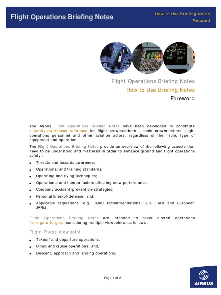 Flight Operations Briefing Notes Guide | PDF | Air Traffic Control ...