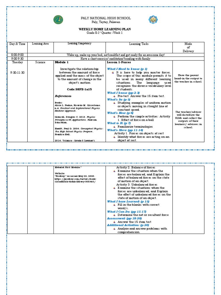 Weekly LP Science 8 AB | Descargar gratis PDF | Force | Series And Parallel Circuits