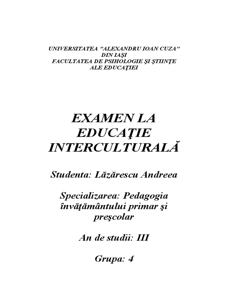 Examen Interculturala | PDF