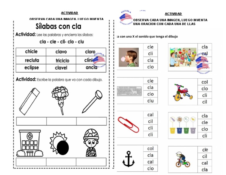 Actividades con la sílaba CL | PDF