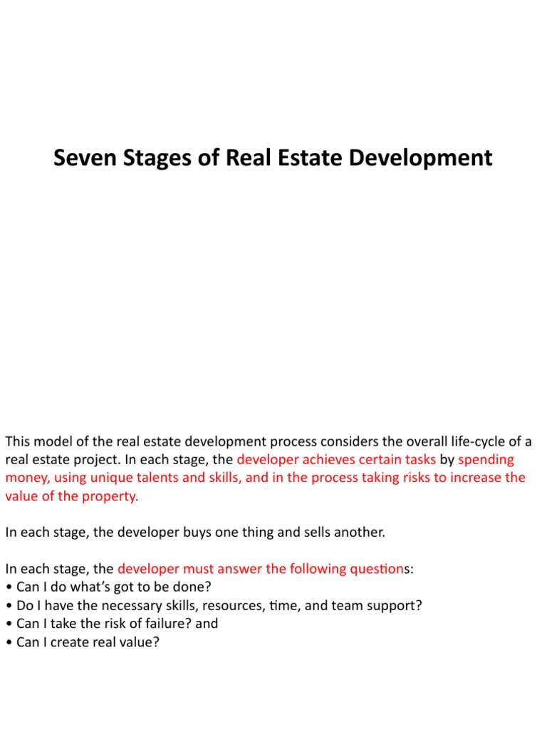 Seven Stages of Real Estate Development | PDF | Economies | Business