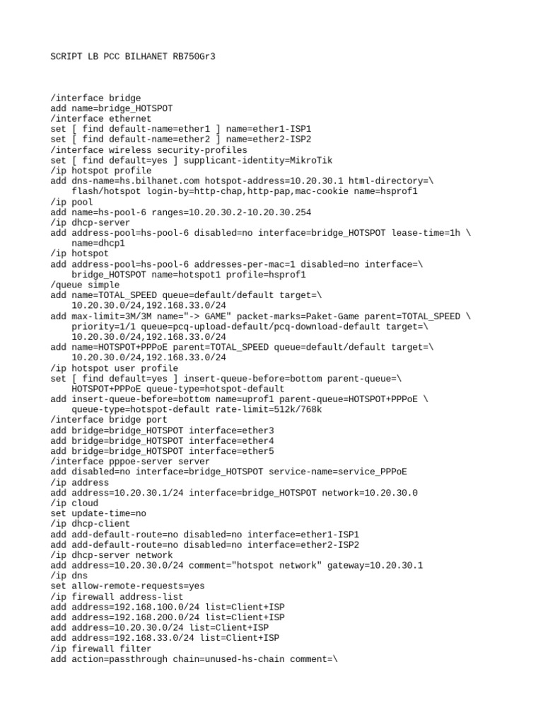 Script LB PCC Bilhanet | PDF