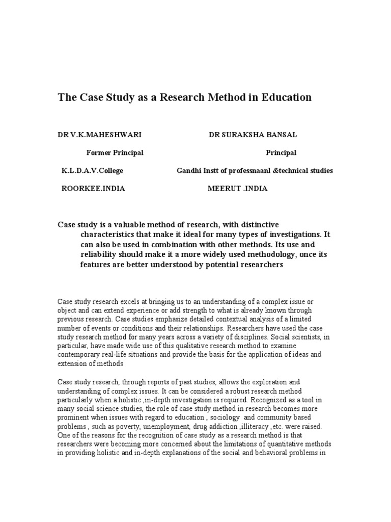 Case Study As A Research Method in Education | PDF | Case Study | Validity (Statistics)