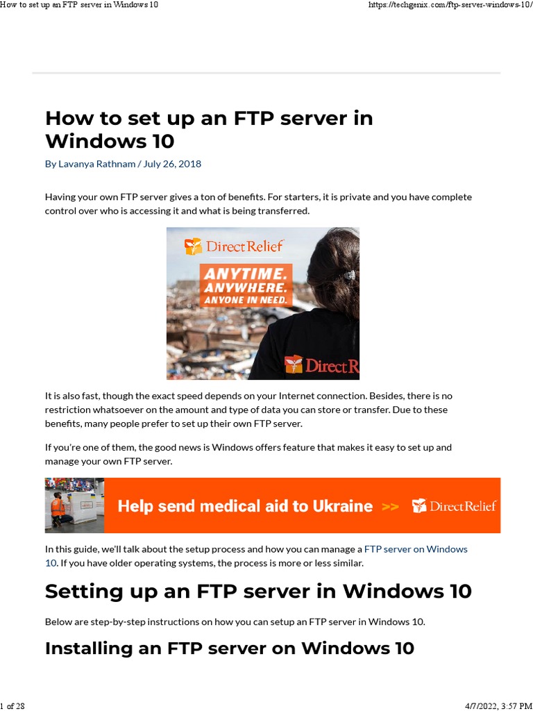 How To Set Up An FTP Server in Windows 10 | PDF | Port (Computer Networking) | File Transfer ...