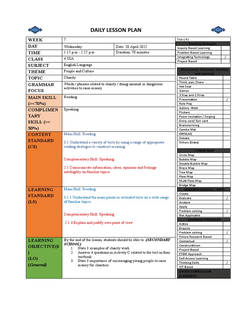 Lesson Plan F4 (19_4) | PDF | Lesson Plan | Project Based Learning