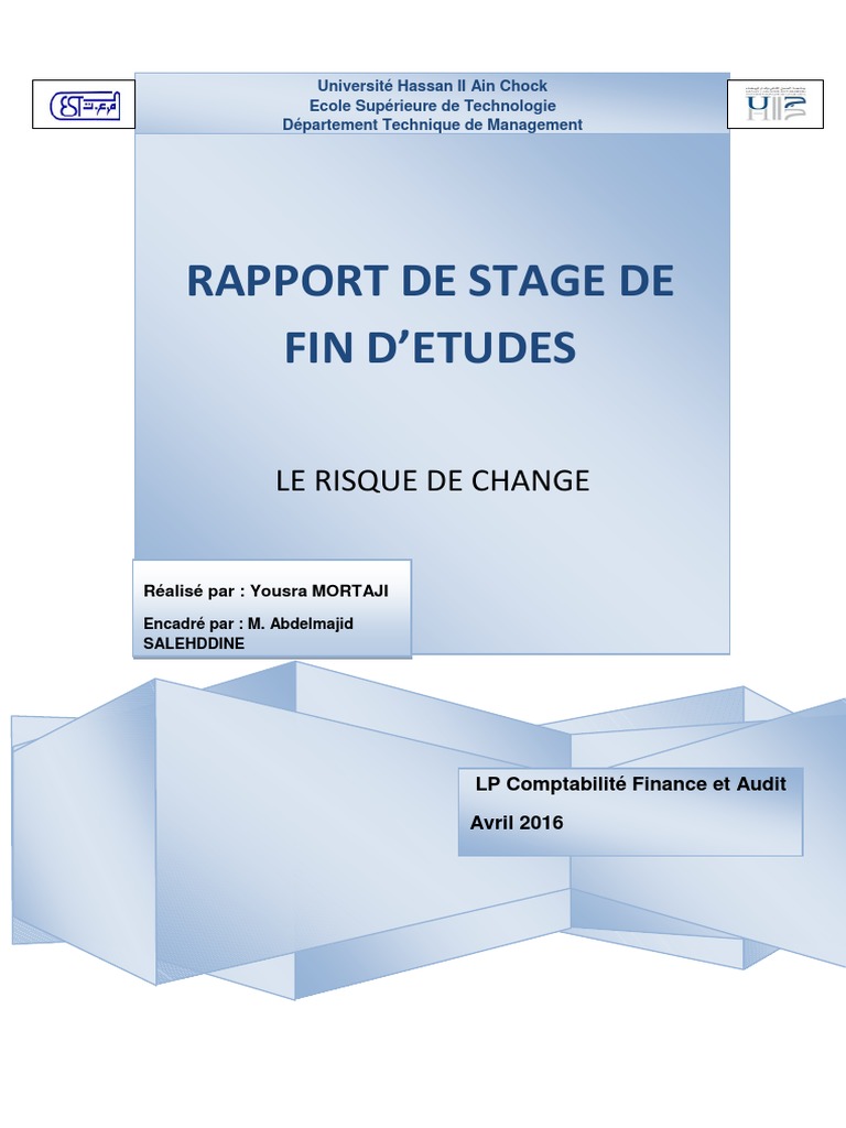 Rapport de Stage Risque de Change | PDF | Finance et gestion monétaire