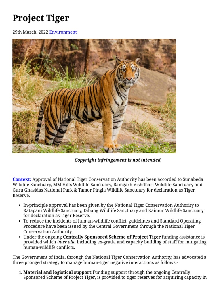 Project Tiger | PDF | Natural Environment | Environmental Conservation