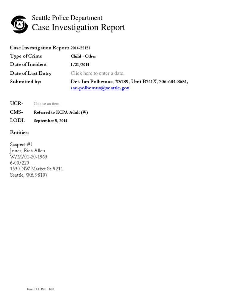 Case Investigation Report: Seattle Police Department | PDF | Child ...