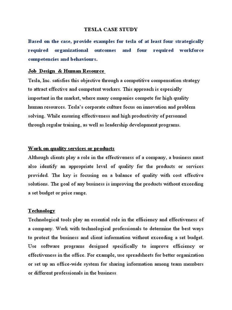 Tesla Case Study | PDF | Leadership | Employment