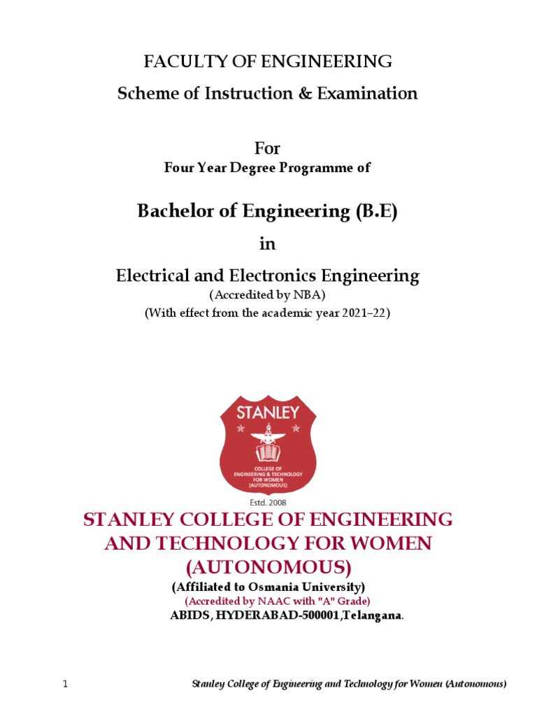 Bachelor of Engineering (B.E) | PDF | Engineering | Electrical Engineering