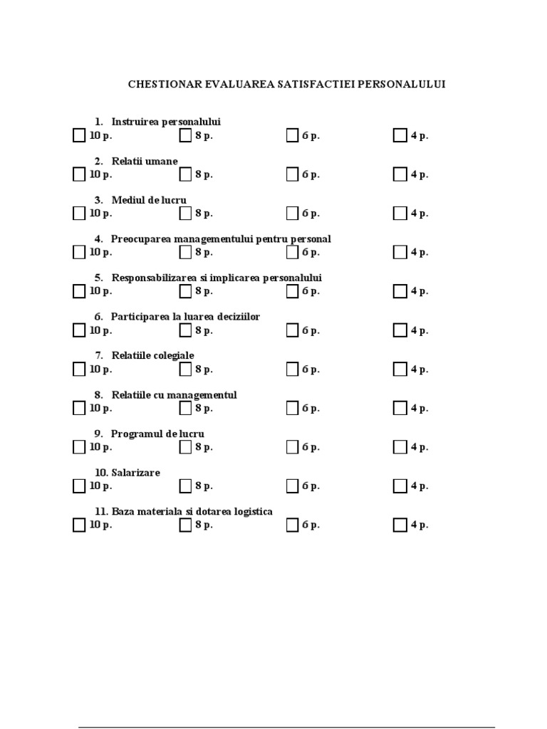 C - 06 Chestionar Evaluarea Satisfactie Angajati | PDF
