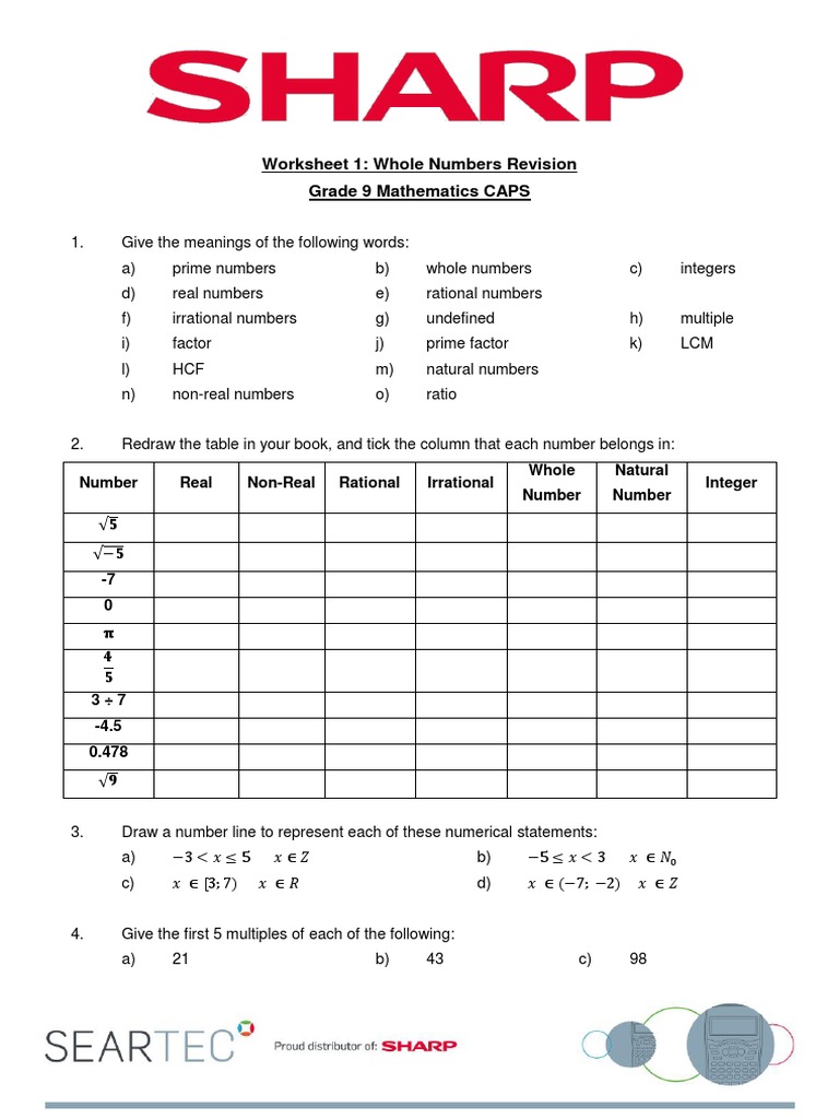 Revision of Key Concepts Related to Whole Numbers, Ratios, Percentages ...