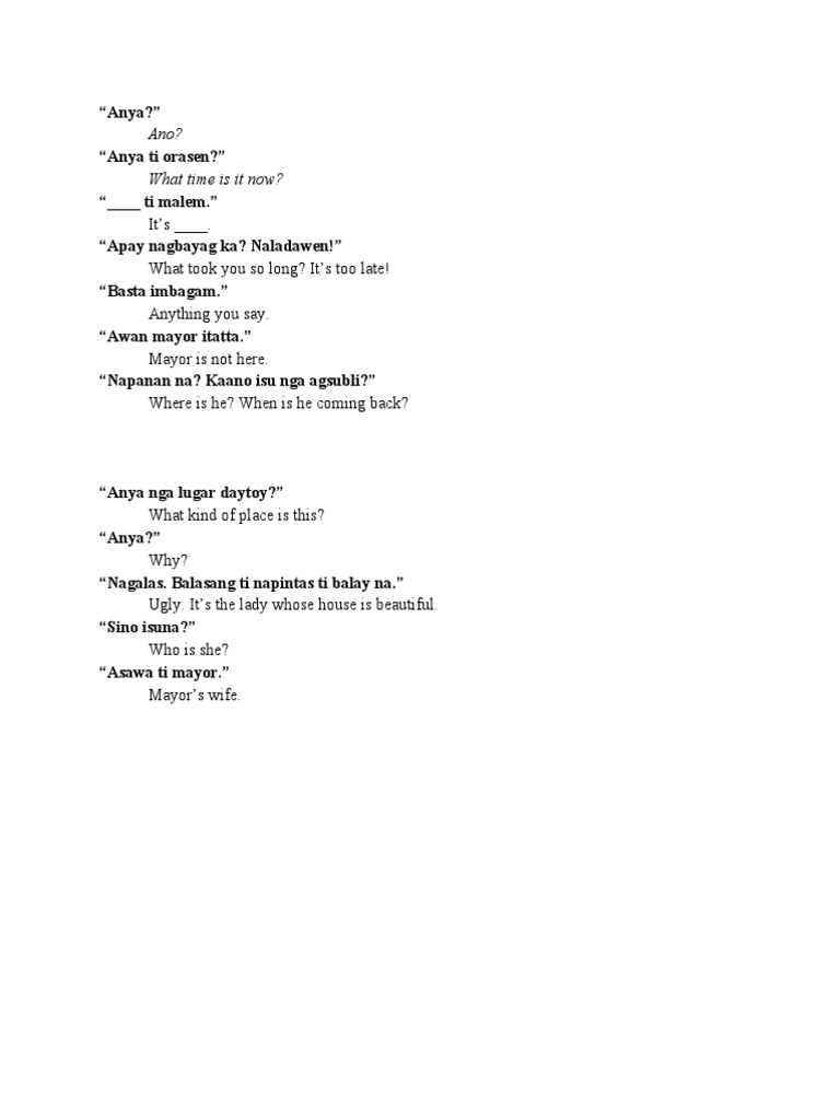 Ilocano Basic Conversation | PDF