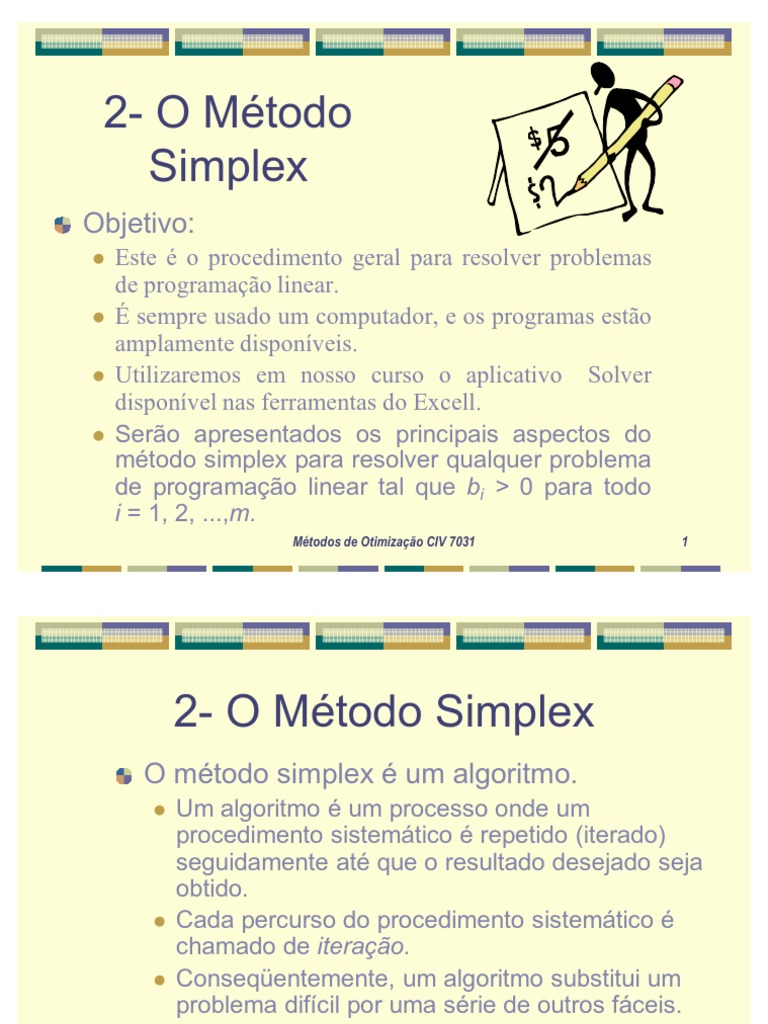 Aula 2 o Metodo Simplex | PDF | Otimização matemática | Programação linear