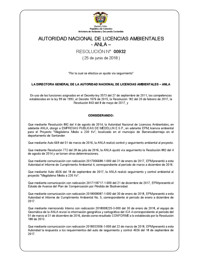 Resolución Ajuste Vía Seguimiento | PDF | Transmisión de energía ...