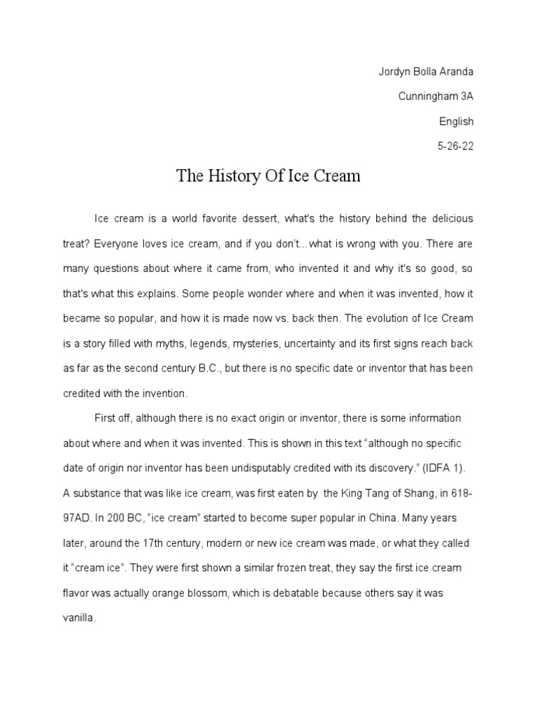 Informative Essay-Final | PDF | Ice Cream | Cuisine