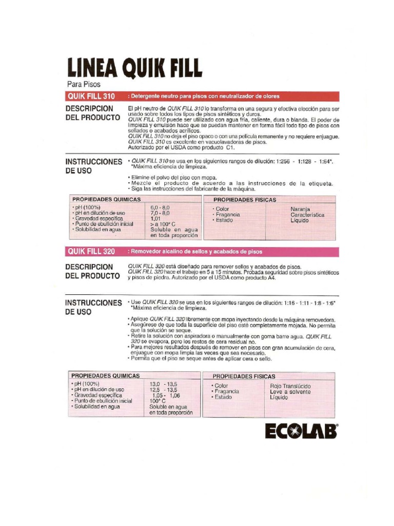 Ficha Tecnica Quickfill | PDF | Agua | Lentes de contacto