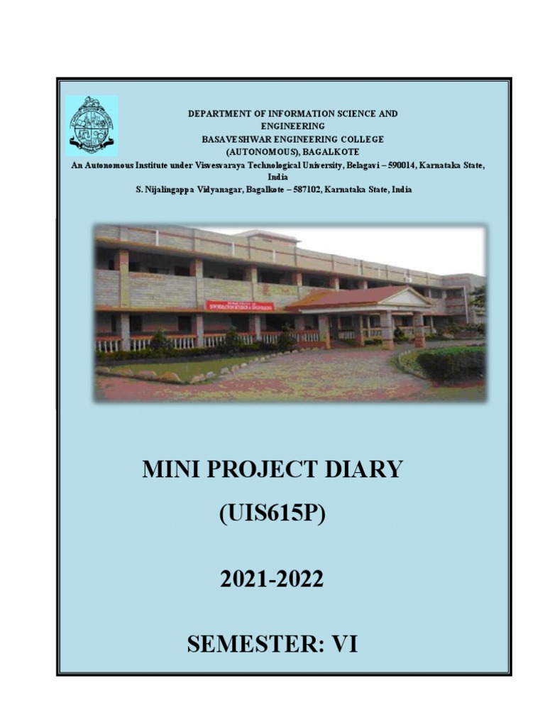Mini Project Diary 2021-22 | PDF | Engineering | Sustainability