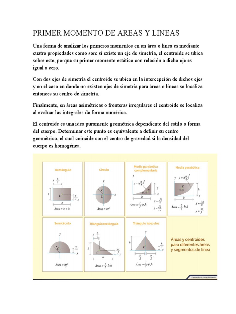 4.2.1 Primer Momento de Areas y Lineas | PDF
